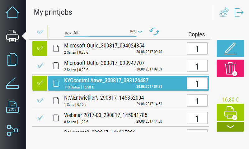 My Print Jobs